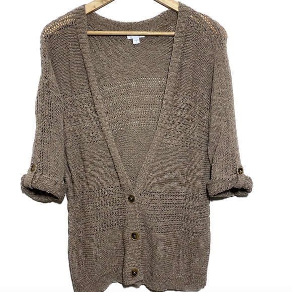 J. Jill | Sweaters | J Jill Open Knit Lightweight Taupe Cardigan | Poshmark
